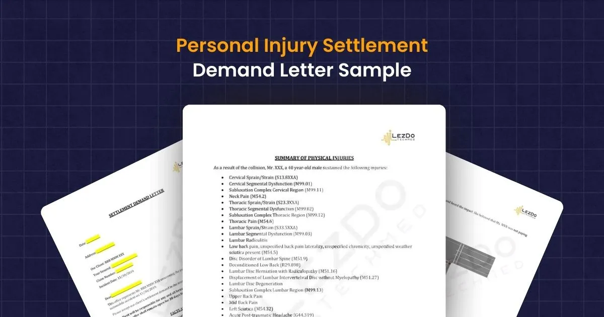Personal Injury Settlement Demand Letter Sample | LezDo TechMed